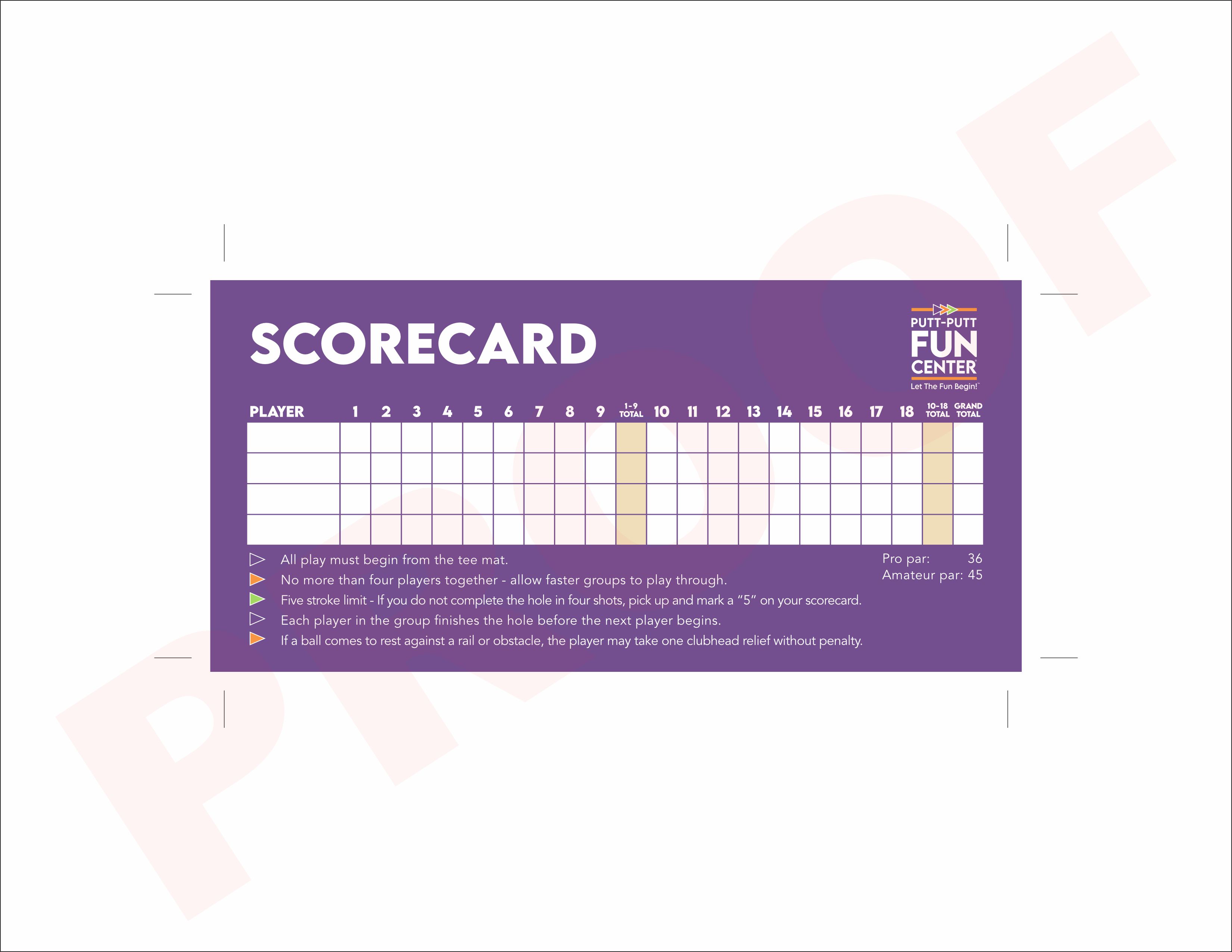 Scorecard with Putt Putt Logo | Southern Golf Distributors